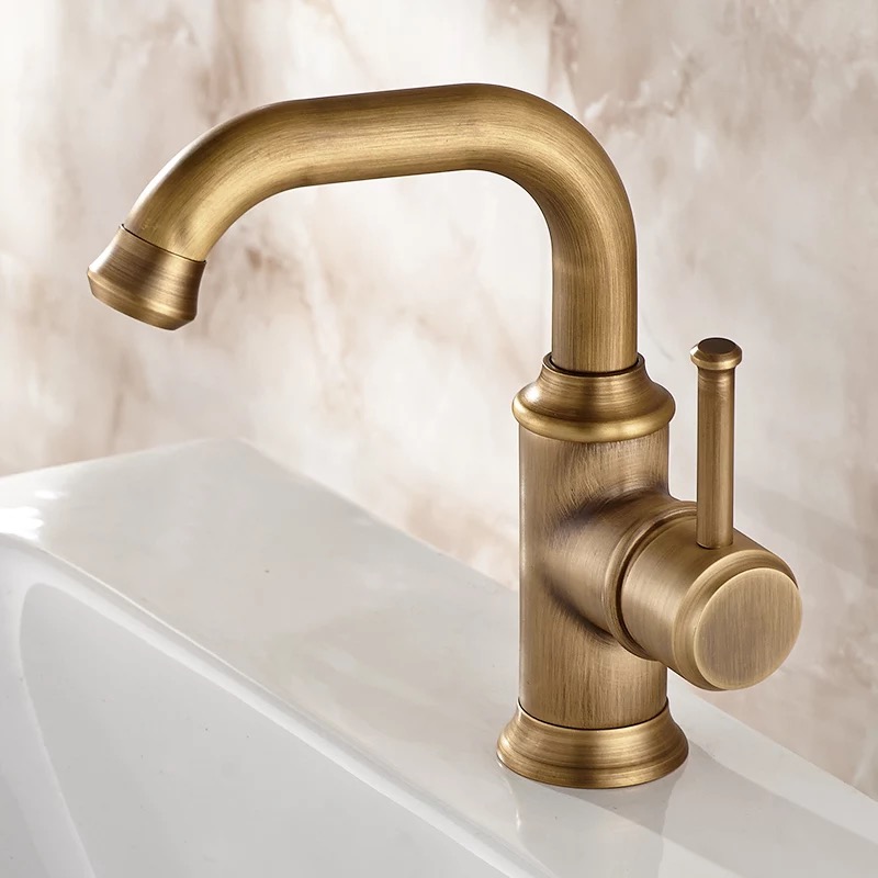 Antique Basin Tap Brass Rotatable Mixer Bathroom Sink Tap Ta0188a